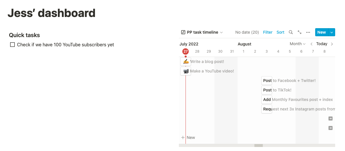 How to setup a personal dashboard in Notion | Producing Paradise