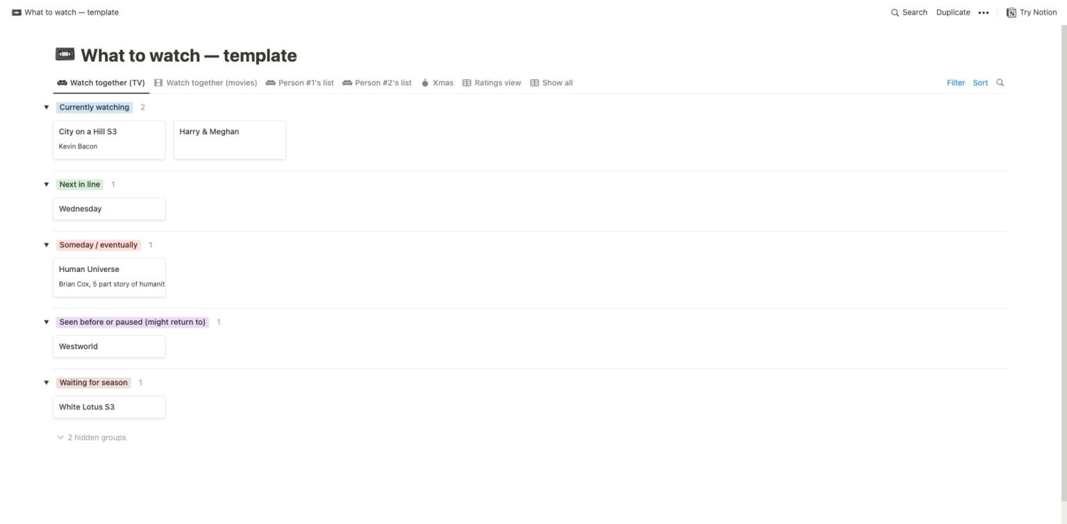 How to setup a film and TV watchlist in Notion | Producing Paradise